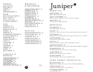 Beverage Menu - Juniper Italian Cuisine
