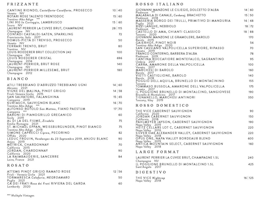 Beverage Menu - Juniper Italian Cuisine