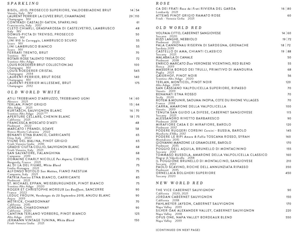 Beverage Menu - Juniper Italian Cuisine