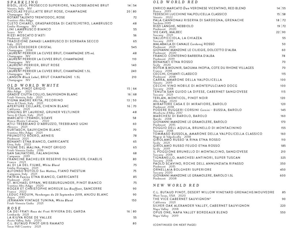 Beverage Menu - Juniper Italian Cuisine