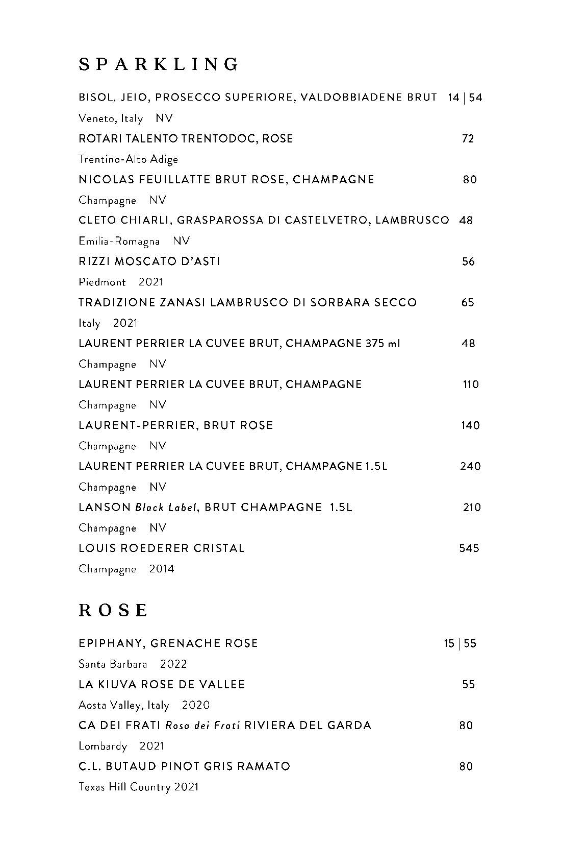 Beverage Menu - Juniper Italian Cuisine