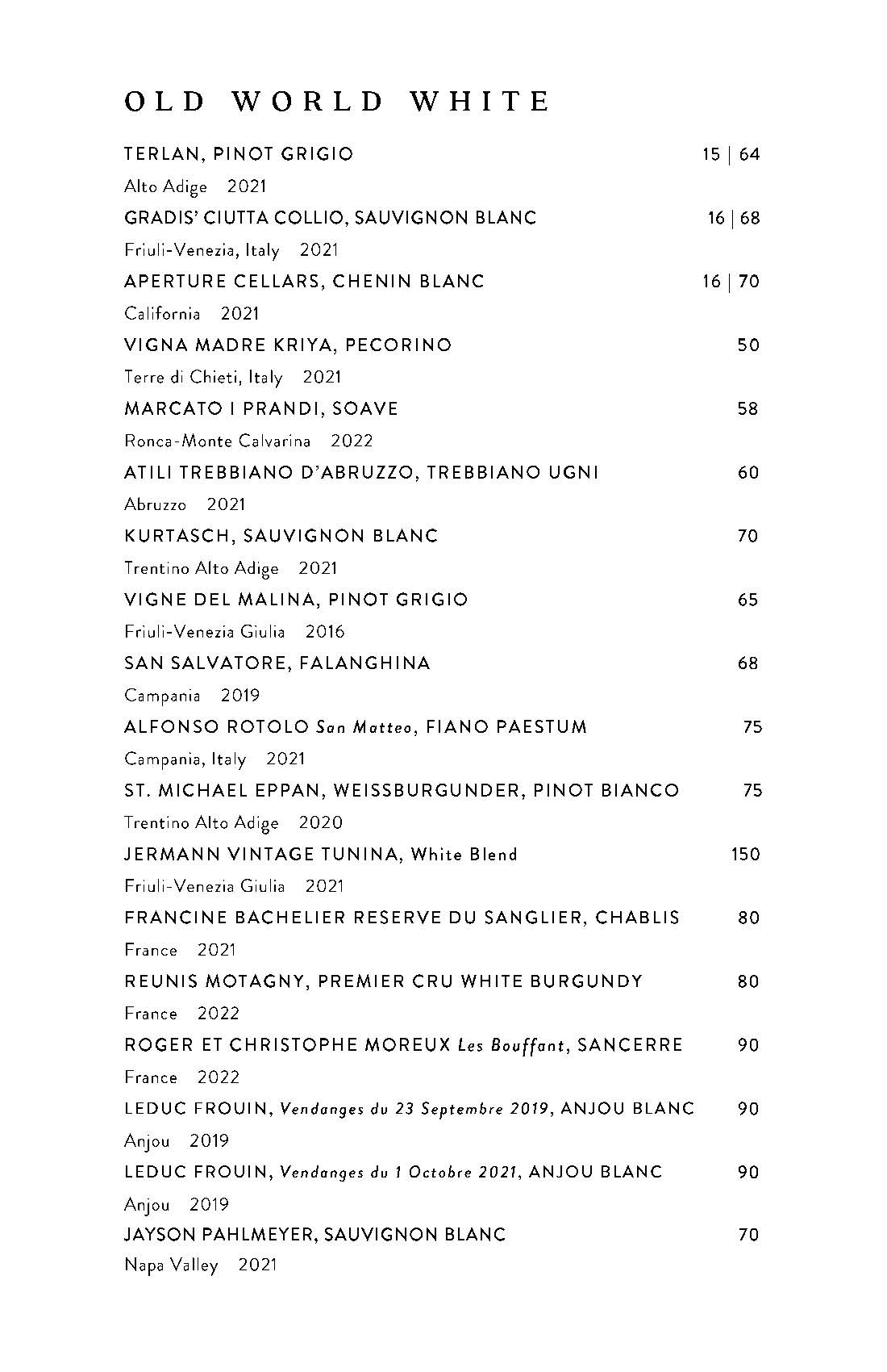 Beverage Menu - Juniper Italian Cuisine