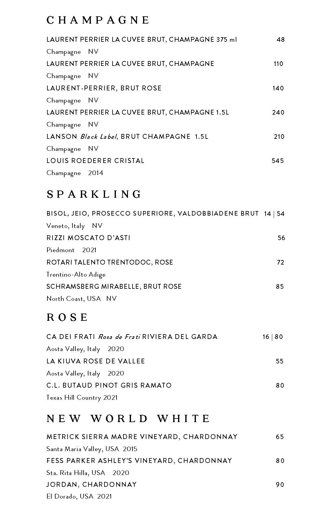 Beverage Menu - Juniper Italian Cuisine