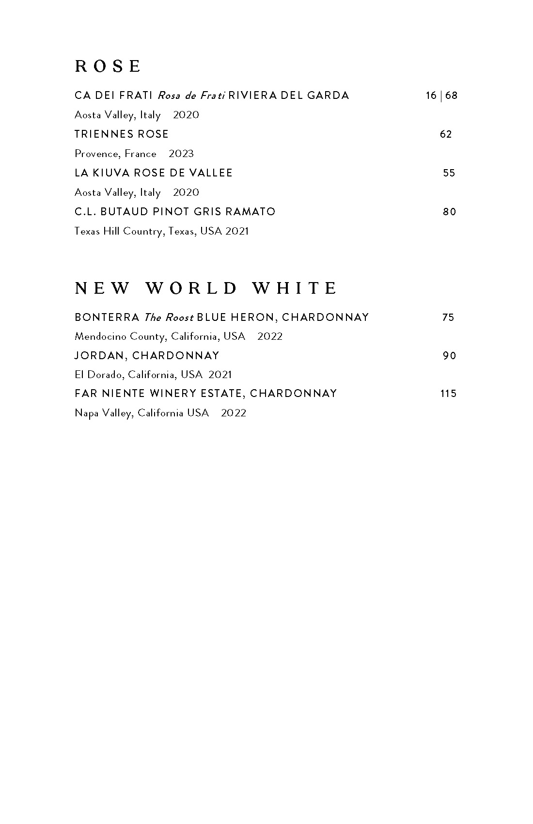 Beverage Menu - Juniper Italian Cuisine