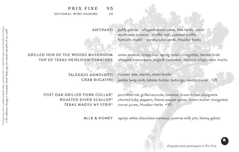 Prix Fixe Menu - Juniper Italian Cuisine